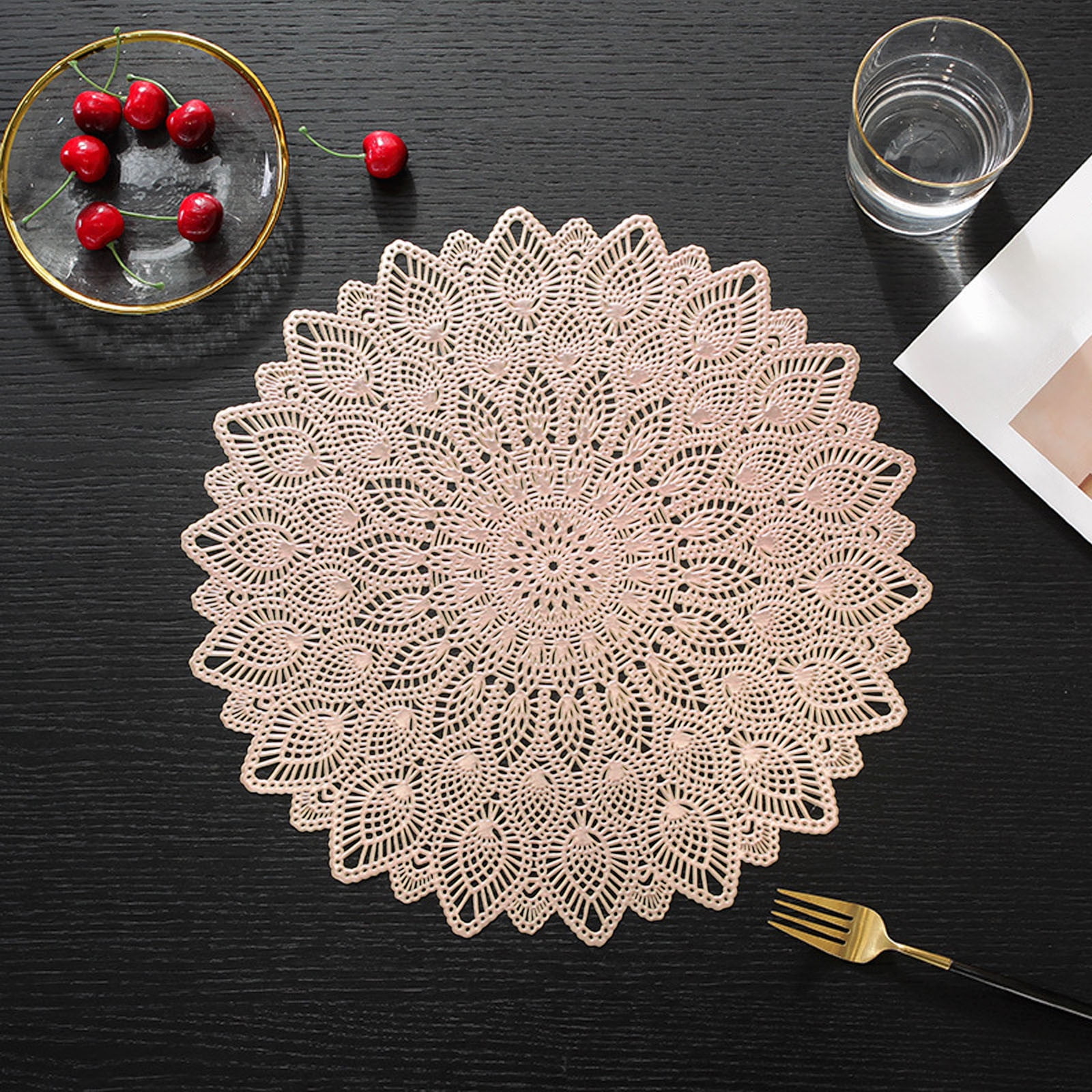 Lace Pattern Placemats Vinyl Place Mats Tropical Leaves Tablemats Table ...