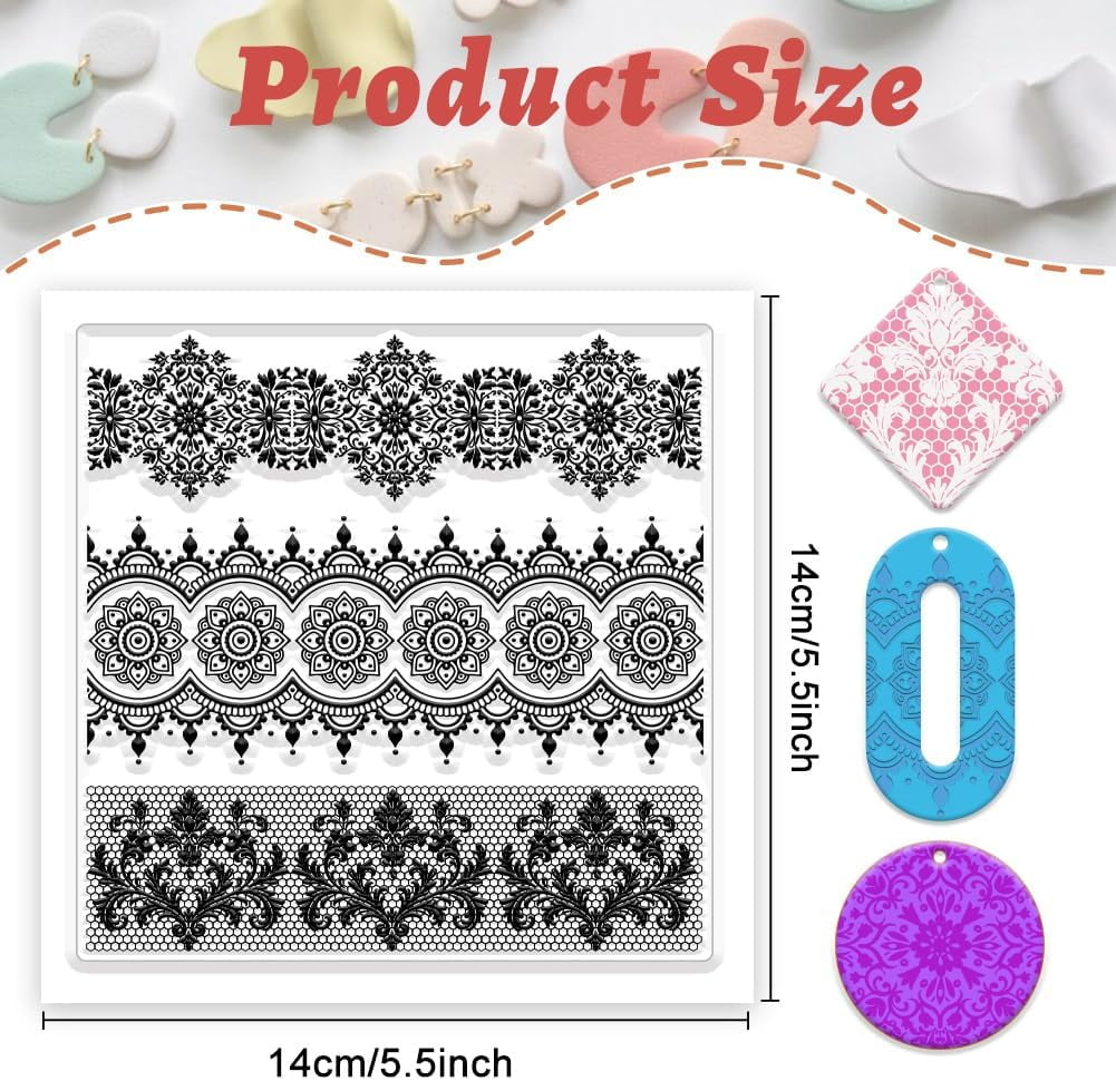Lace Pattern Polymer Clay Texture Sheet Silicone Texture Stamp Sheets ...