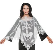 Women's Halloween Day of the Dead Skeleton Poncho - Adult Size ...