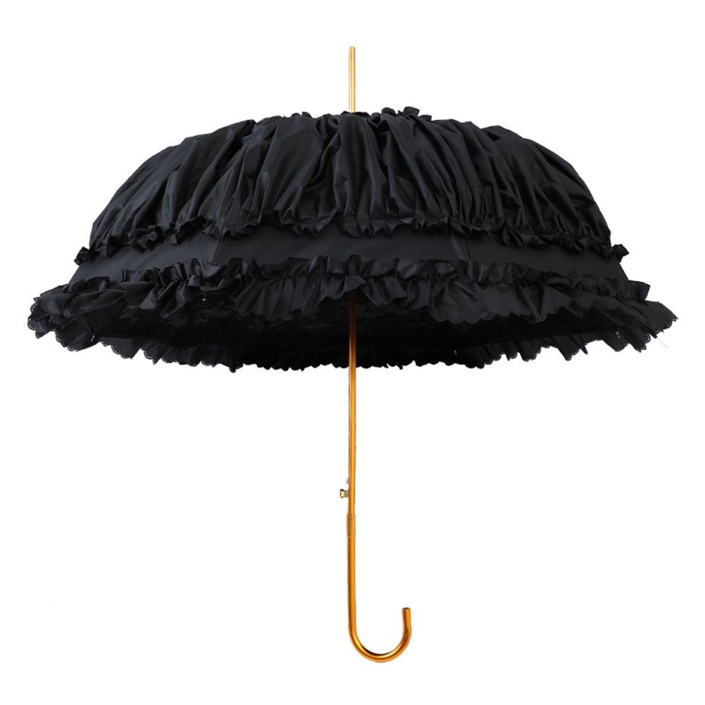 Lace Princess Umbrella, Ruffled Sunshade & Rain Umbrella with Curved ...