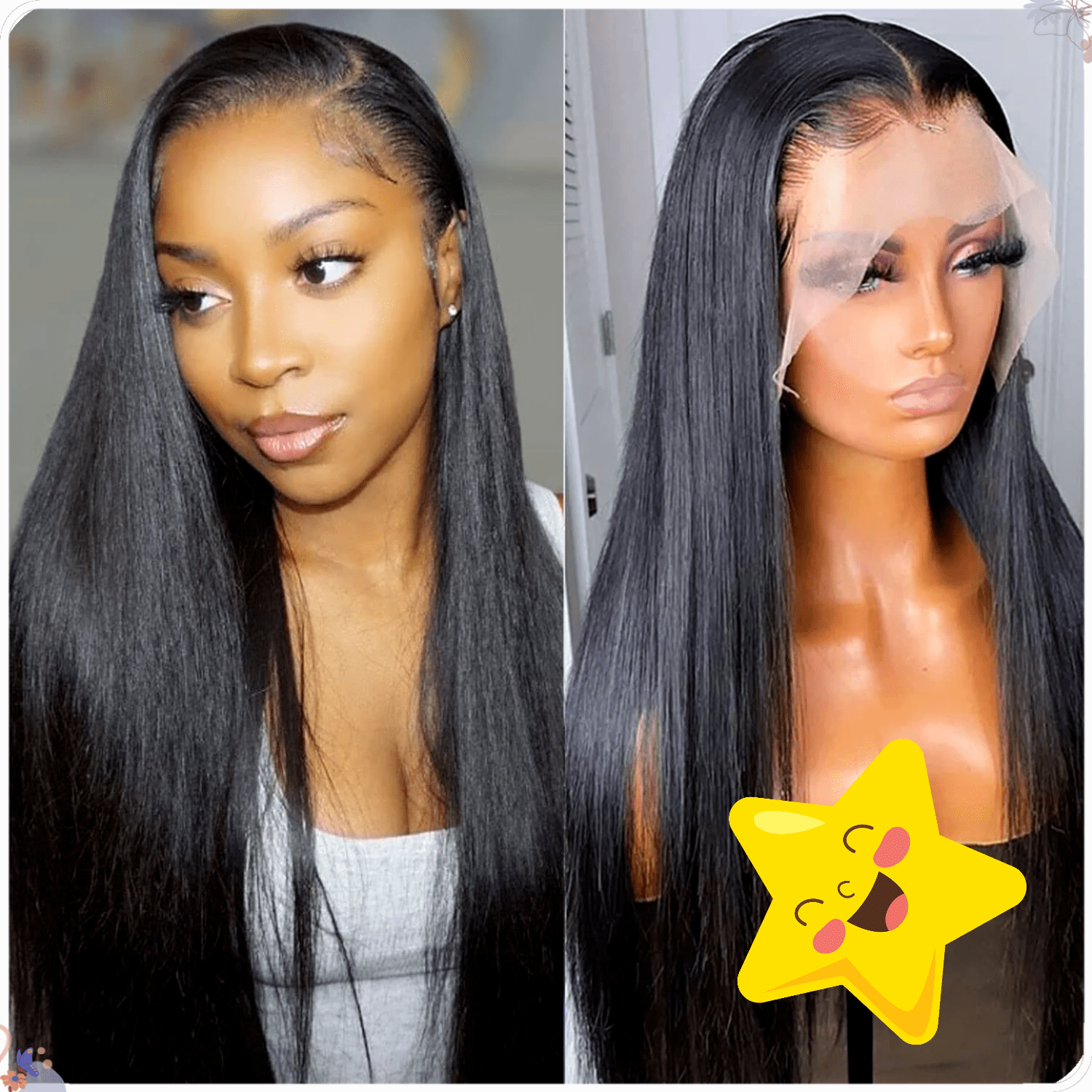 Lace Real Life Wig Straight Hair 13x4 Front Wig Human Hair For Blak ...