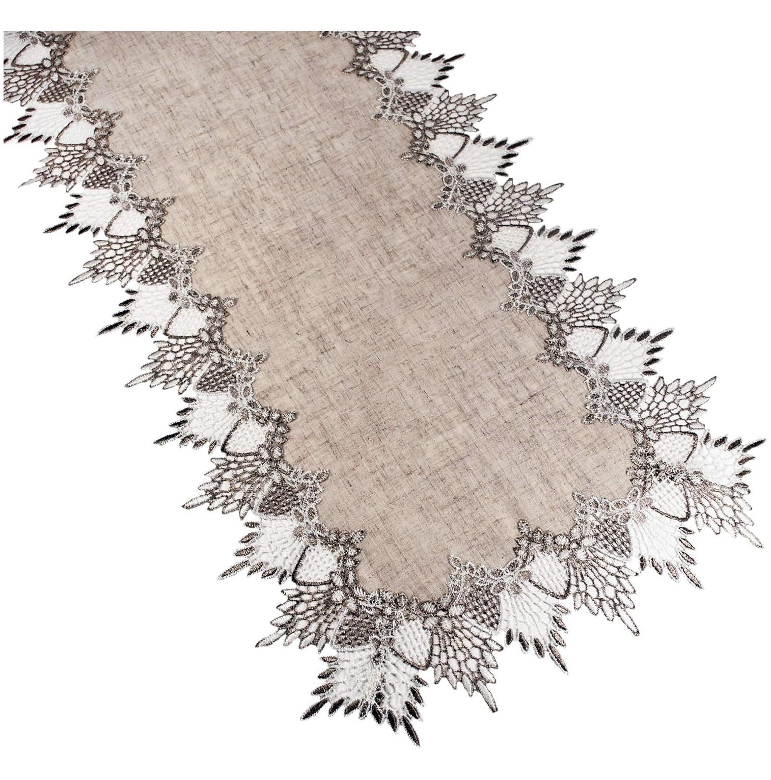 Lace Runner Neutral Earth Tones Table Runner Dresser Scarf Coffee Table ...