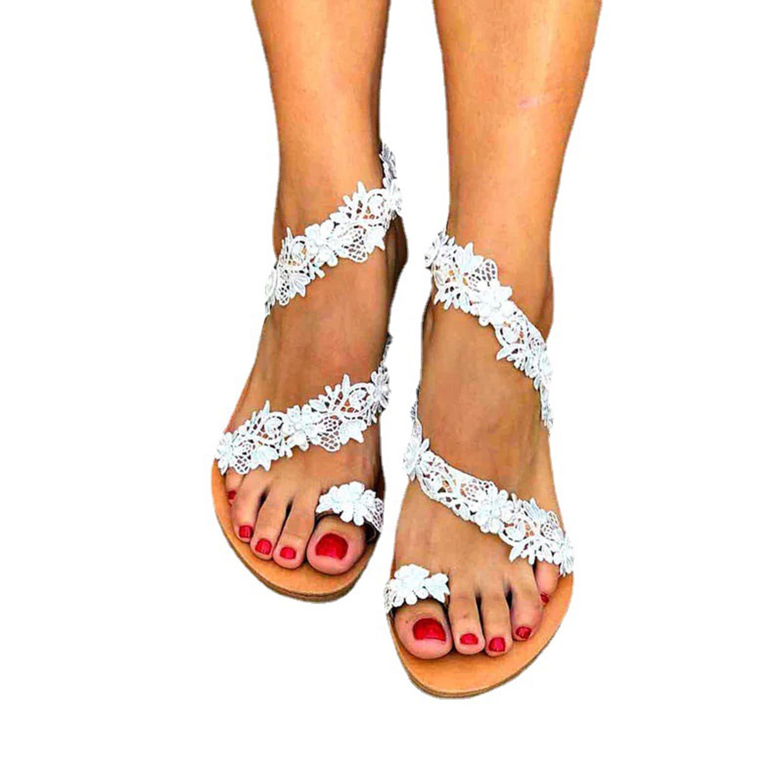 Lace Sandals Women Girls 2023 Dressy, Off White Lace Wedding Sandals ...