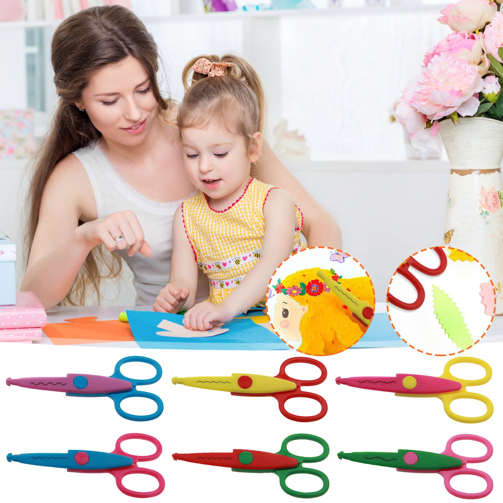 Lace Scissors Set, 6-Pack Decorative Edge Paper Scissors with Wave ...