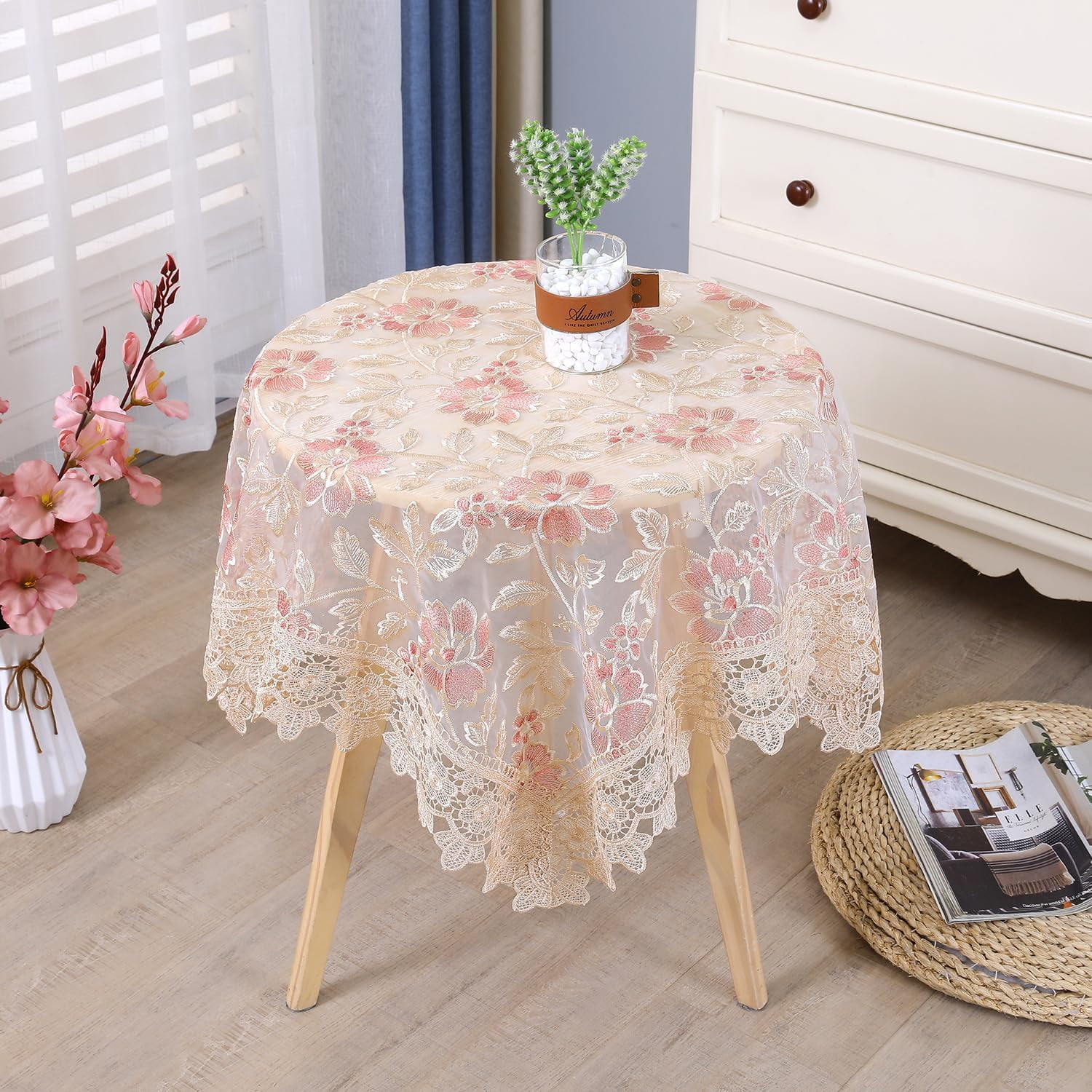 Lace Small Tablecloth Nightstand Cover Cocktail Table Cloth Shabby Chic ...
