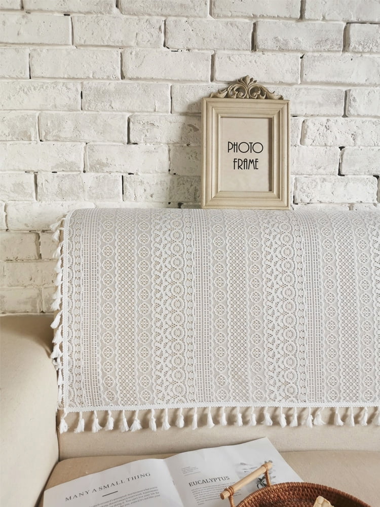 Lace Sofa Throw Cover Armchair Slipcovers with Tassels Sofa Back Covers ...