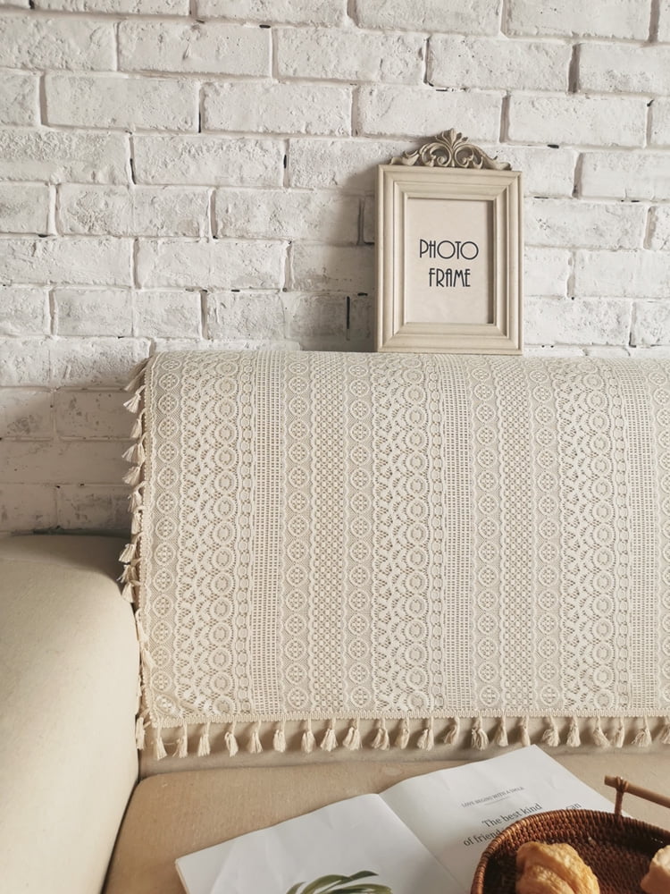 Lace Sofa Throw Cover Armchair Slipcovers with Tassels Sofa Back Covers ...