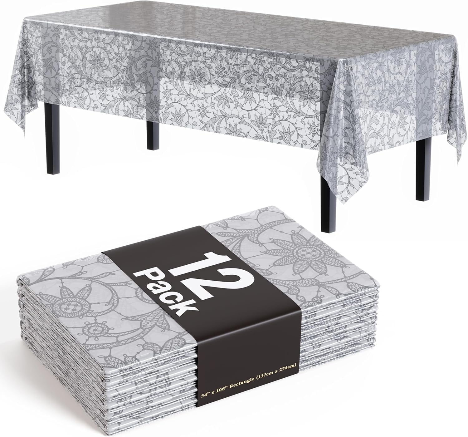Lace Table Cloth Rectangle Table Plastic 12-Pack Lace Tablecloth ...