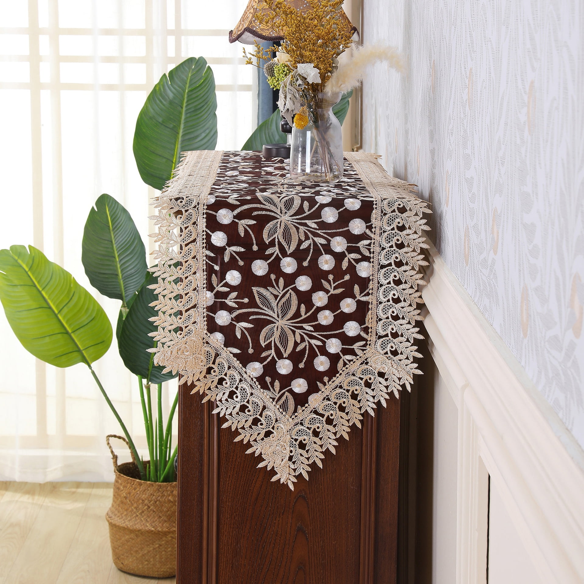 Lace Table Runner Dresser Scarf Macrame Embroidered Table Runners for ...