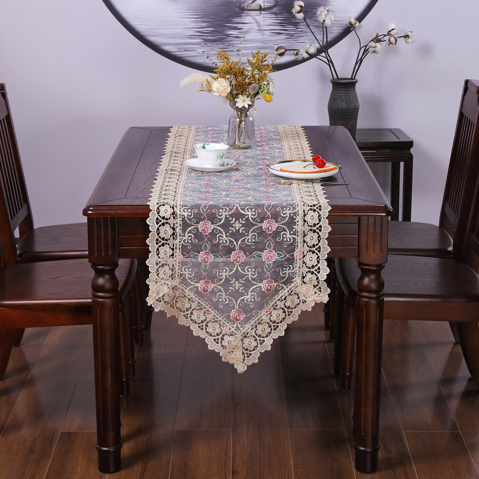 Lace Table Runner Embroidered Boho Dresser Runners for Bedroom Vintage ...