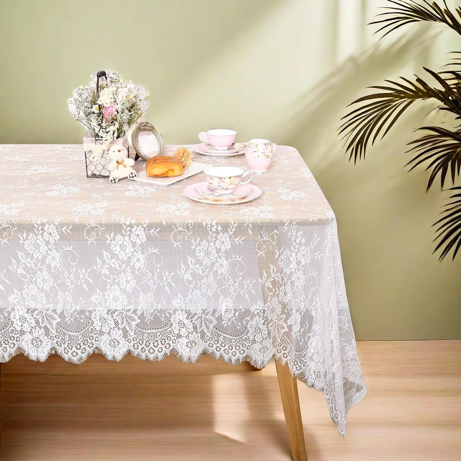 Lace Tablecloth Rectangular 2 Pieces 60 x 120 Inch White Wedding ...