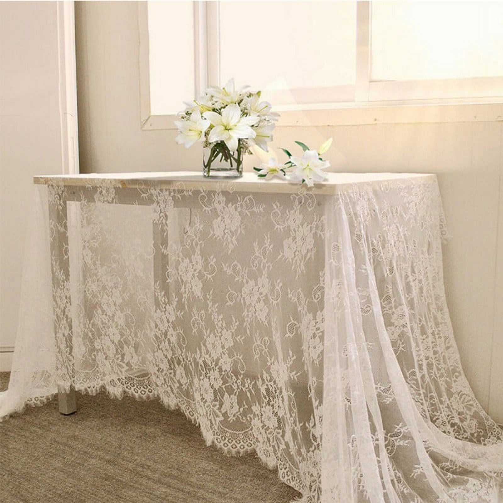 Lace-Tablecloth-Rectangular 59 x 118 Inch White Rectangle Overlay Tea ...