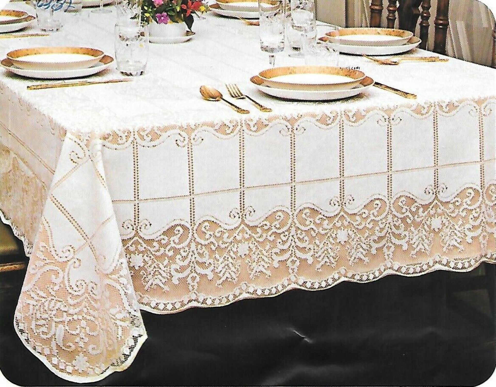 Lace Tablecloth with Floral Design in Square 40"-small, Oval, Oblong ...