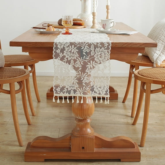 Lace Tassel Table Runner Polyester | Camellia Design Bohemian Style ...