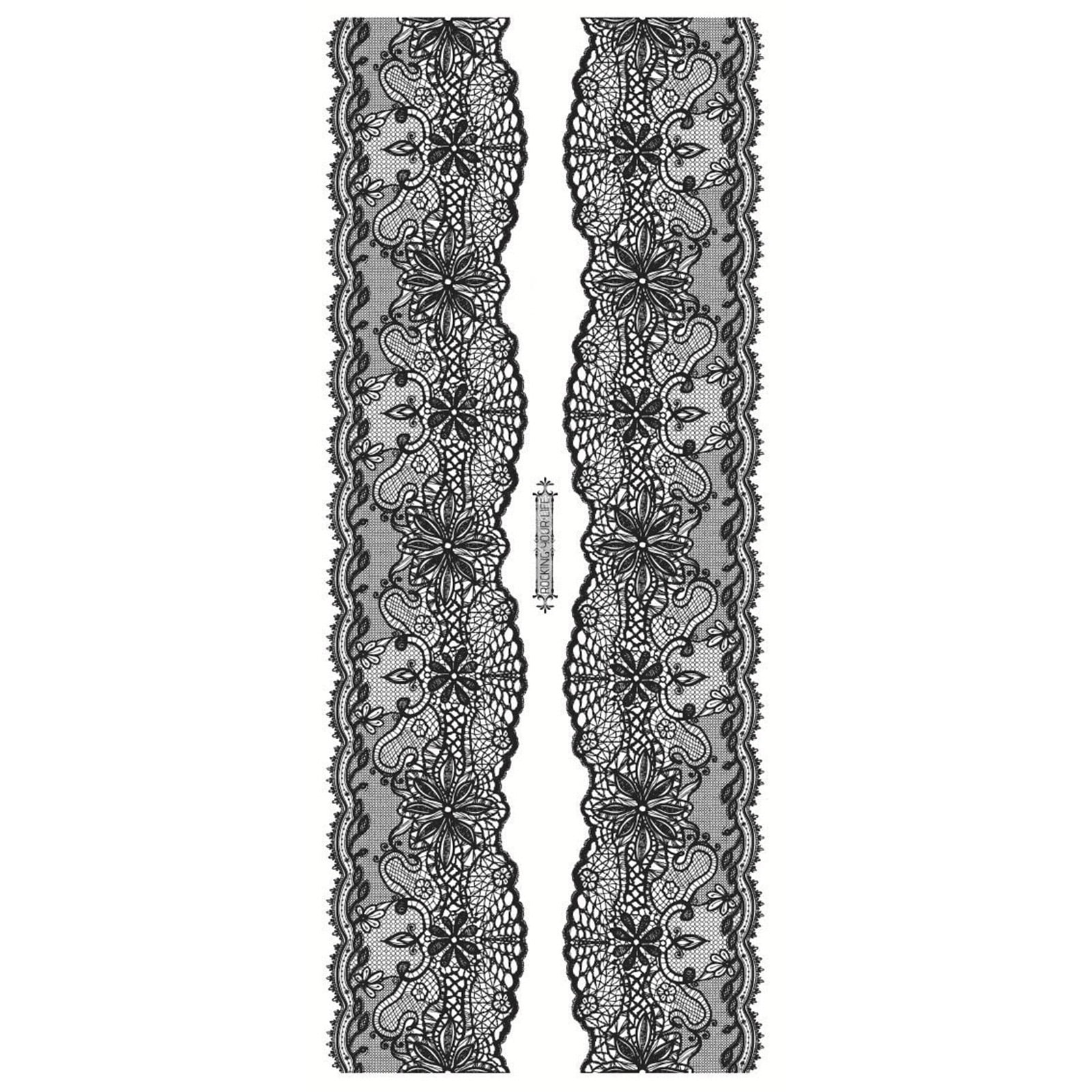 Lace Temporary Tattoo Thigh Tattoo Art Stickers Black White Lace ...