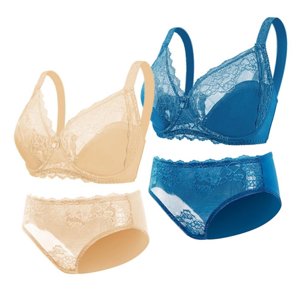 Lace Underwear and Bra Set for Women - Solid Color Embroidery Thin ...