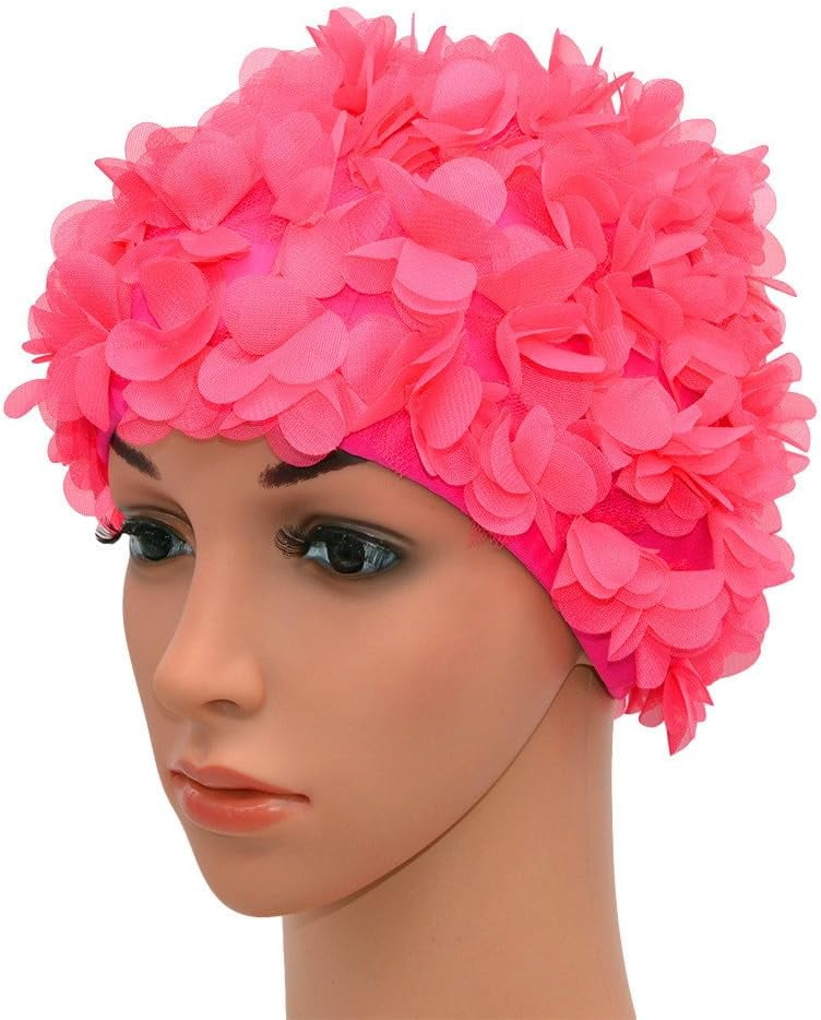 Lace Vintage Swim Cap Floral Petal Retro Style Bathing Cap for Women ...