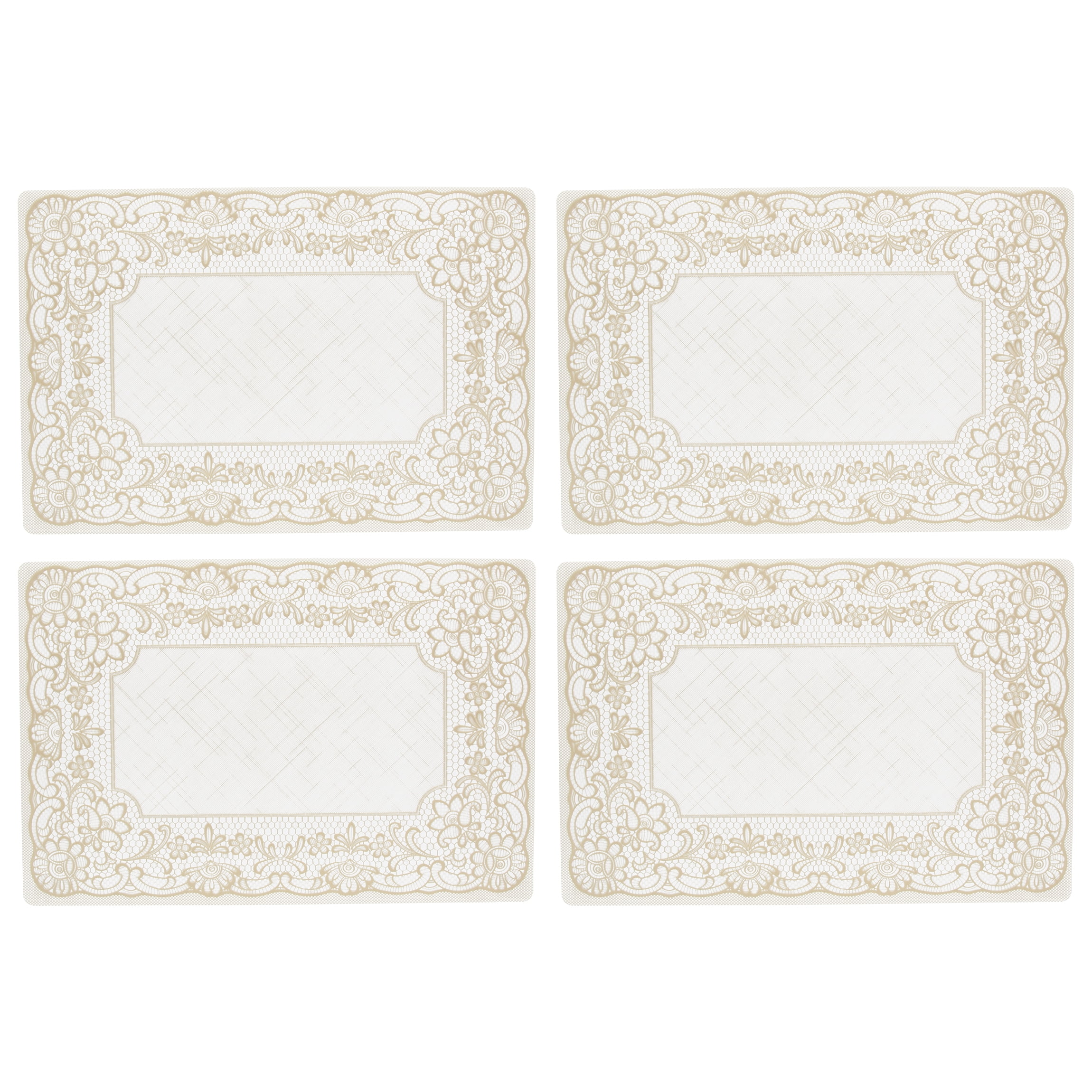 Lace Vinyl 17" x 12" Placemats in Cream, Set of 4 - Walmart.com