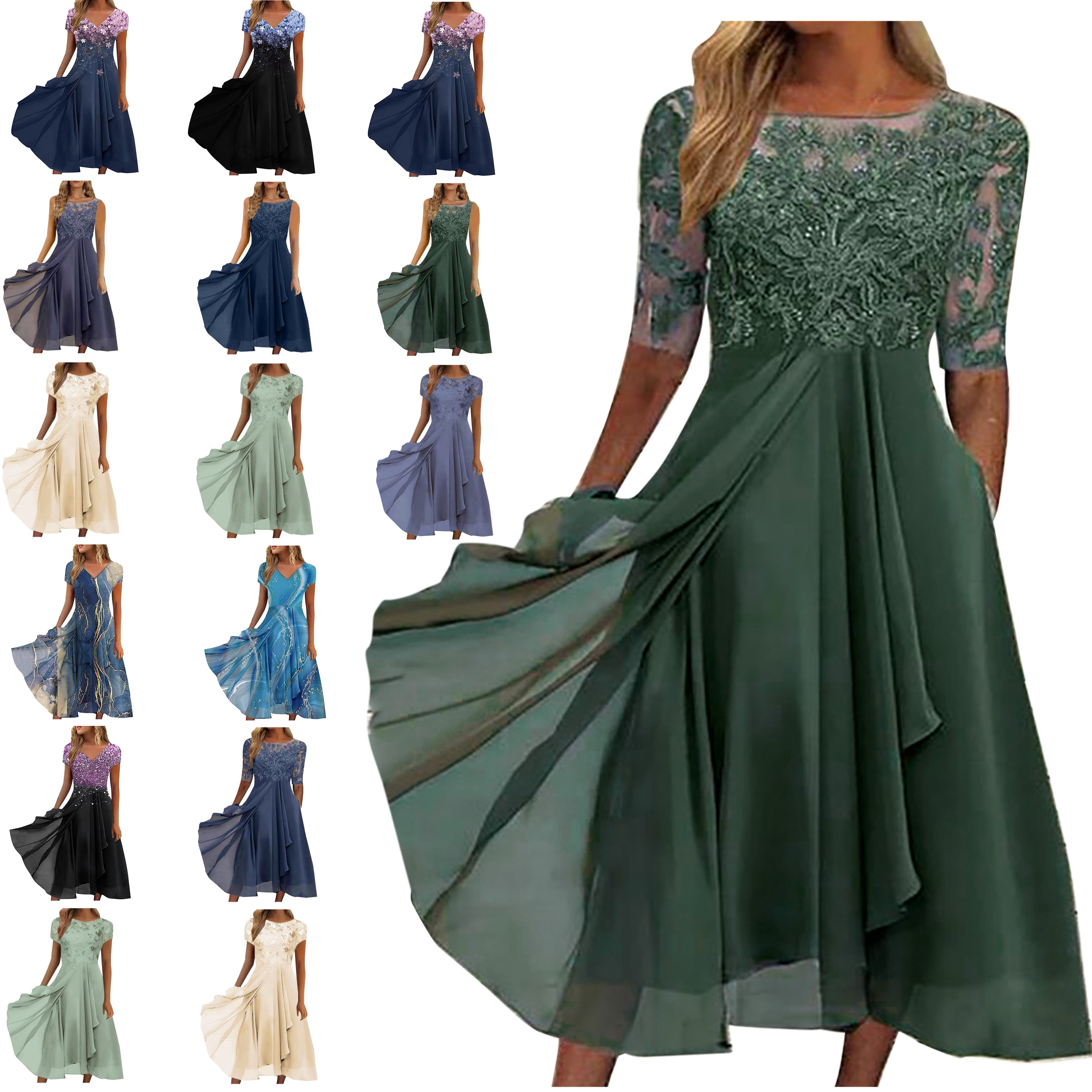 Lace Wedding Guest Dresses for Women,Half Sleeve Dresses for Women ...