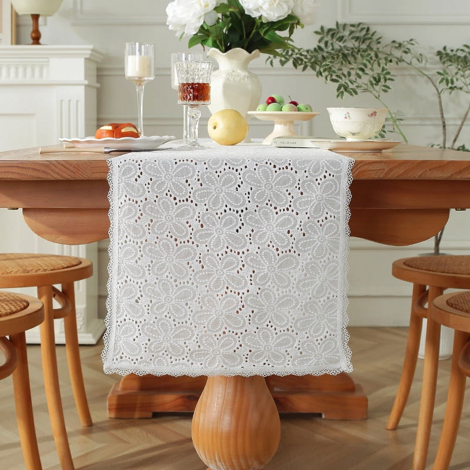 Lace White Table Runner Vintage Hollow Long Table Runners Doilies ...