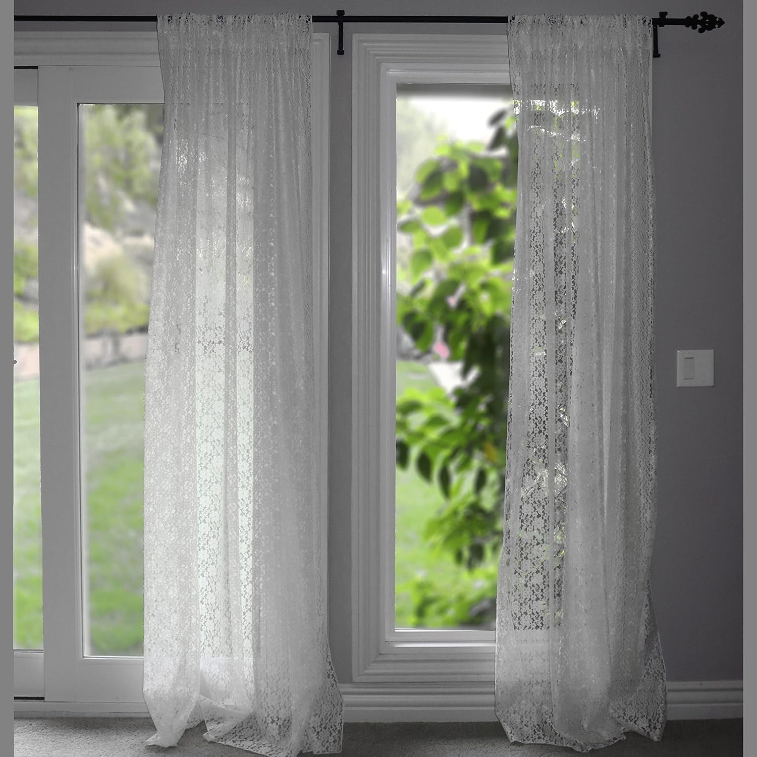 Lace Window Curtain Panel Sheer Lace Bedroom Kitchen Dining Room ...