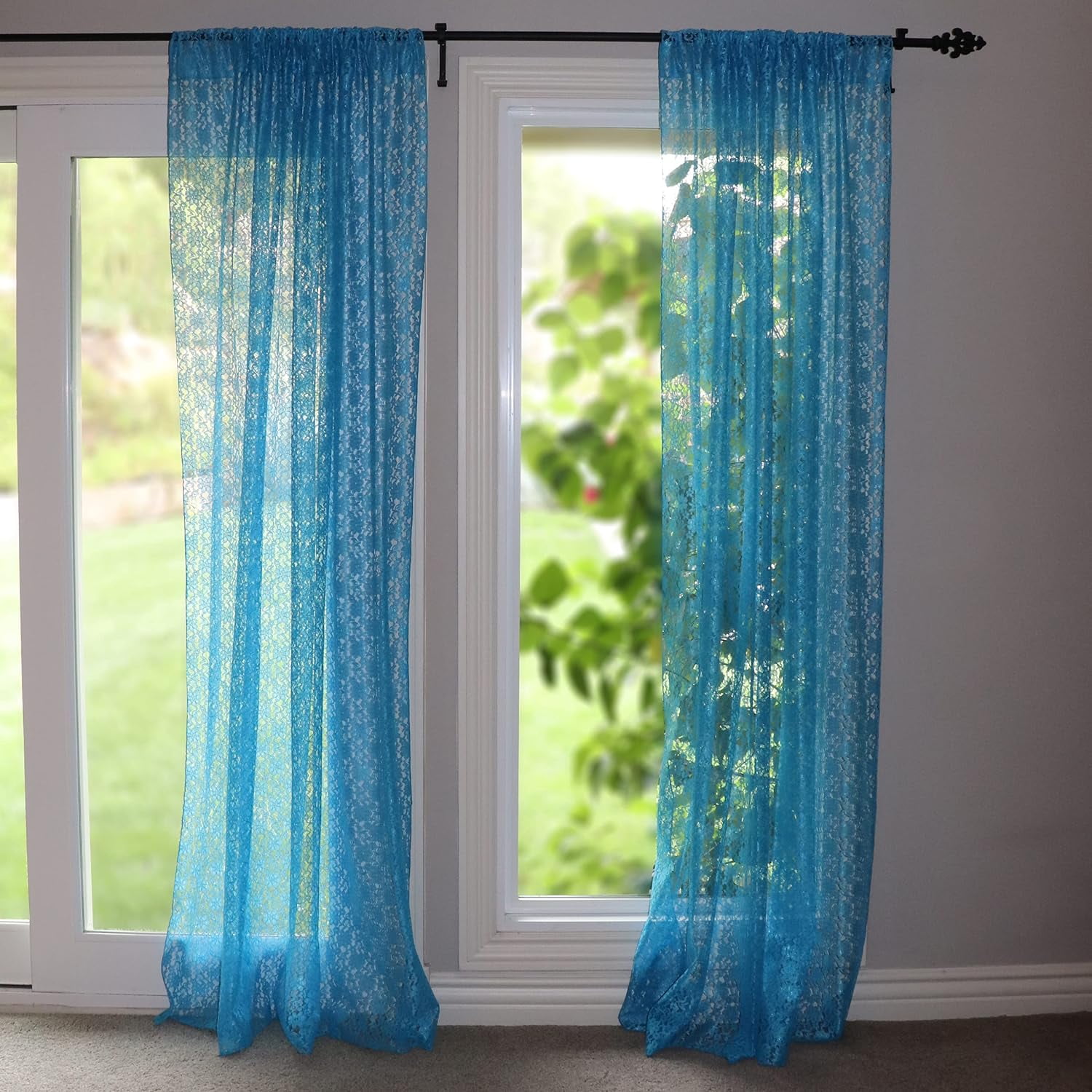 Lace Window Curtain Panel Sheer Lace Bedroom Kitchen Dining Room ...