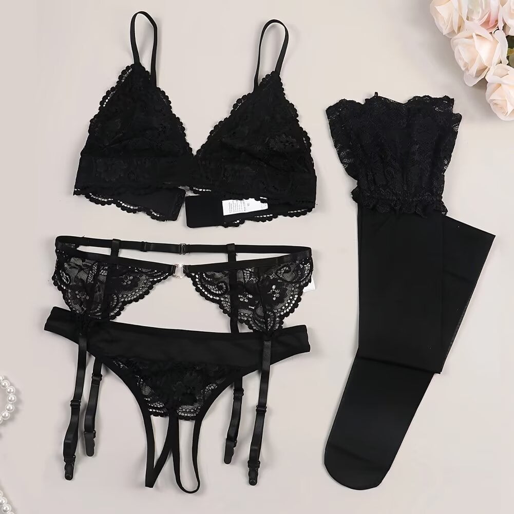 Lace Women's Lingerie Set Wireless Brassiere Breathable Lace Bra and ...