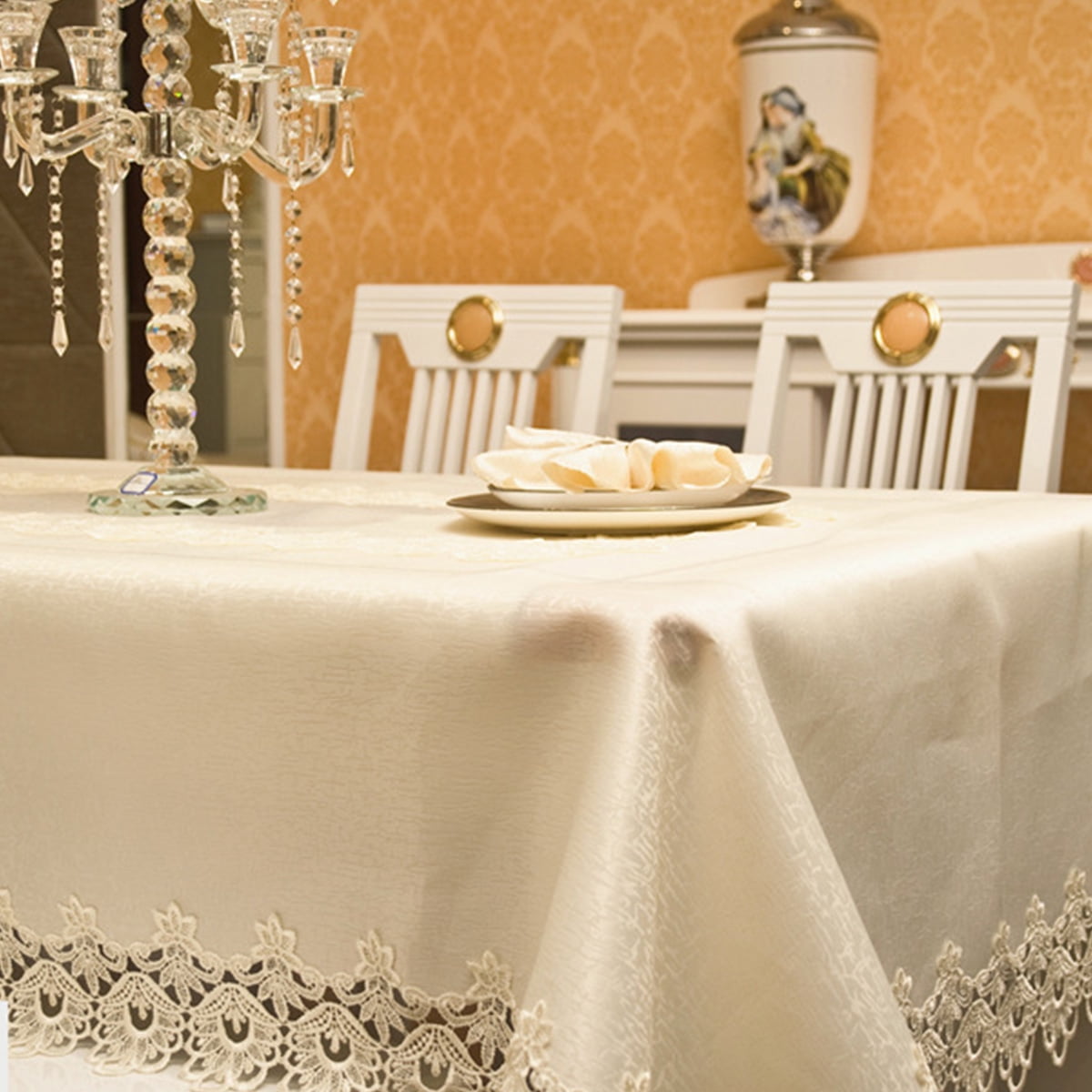 Lace embroidered tablecloth, square farmhouse tablecloth, square floral ...