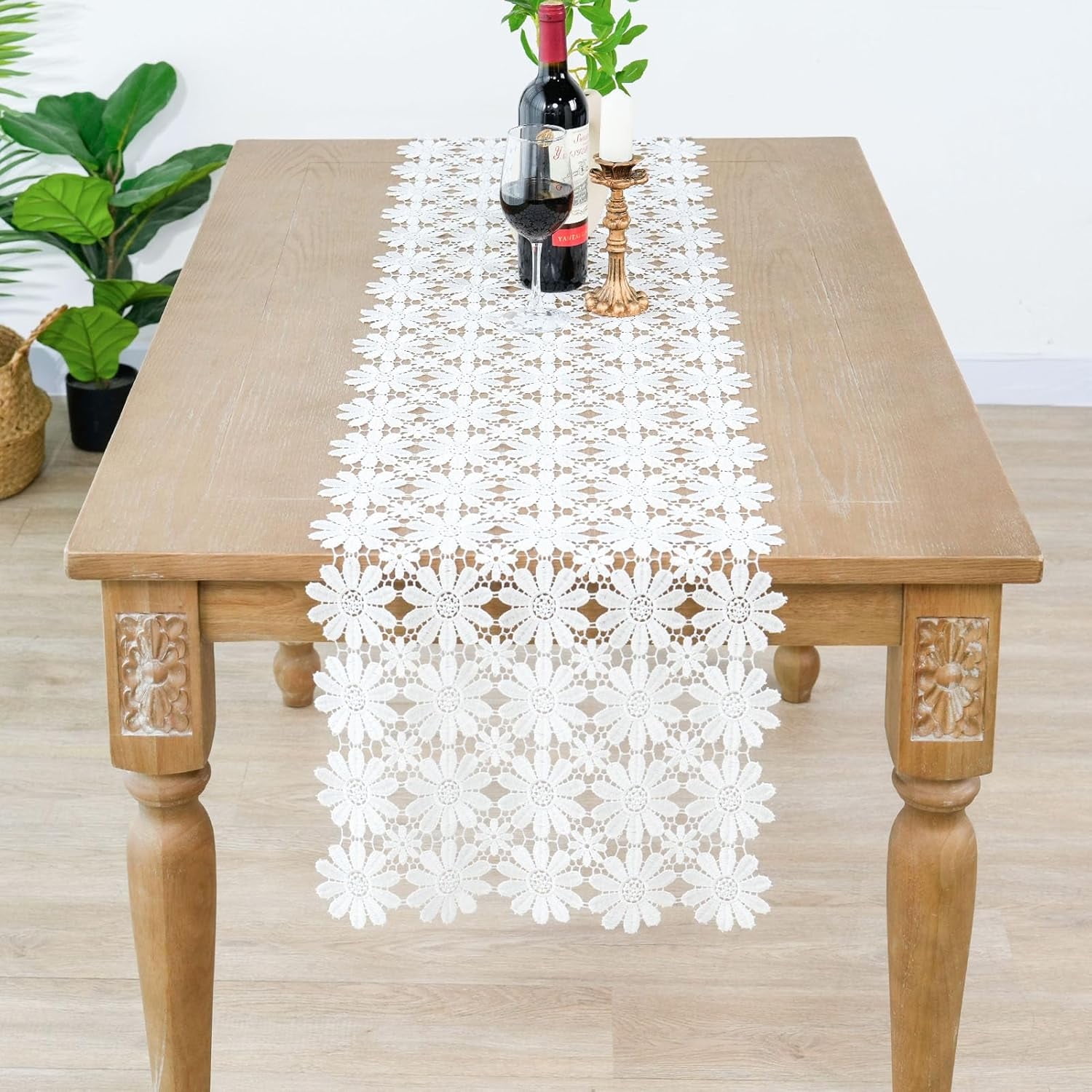 Lace table runner, white table runner for kids, white table runner for ...