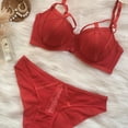 Hhh Lace Up Lace Bra Sexy Seduction Plus Size Underwear Gather Red Bra Set Womens