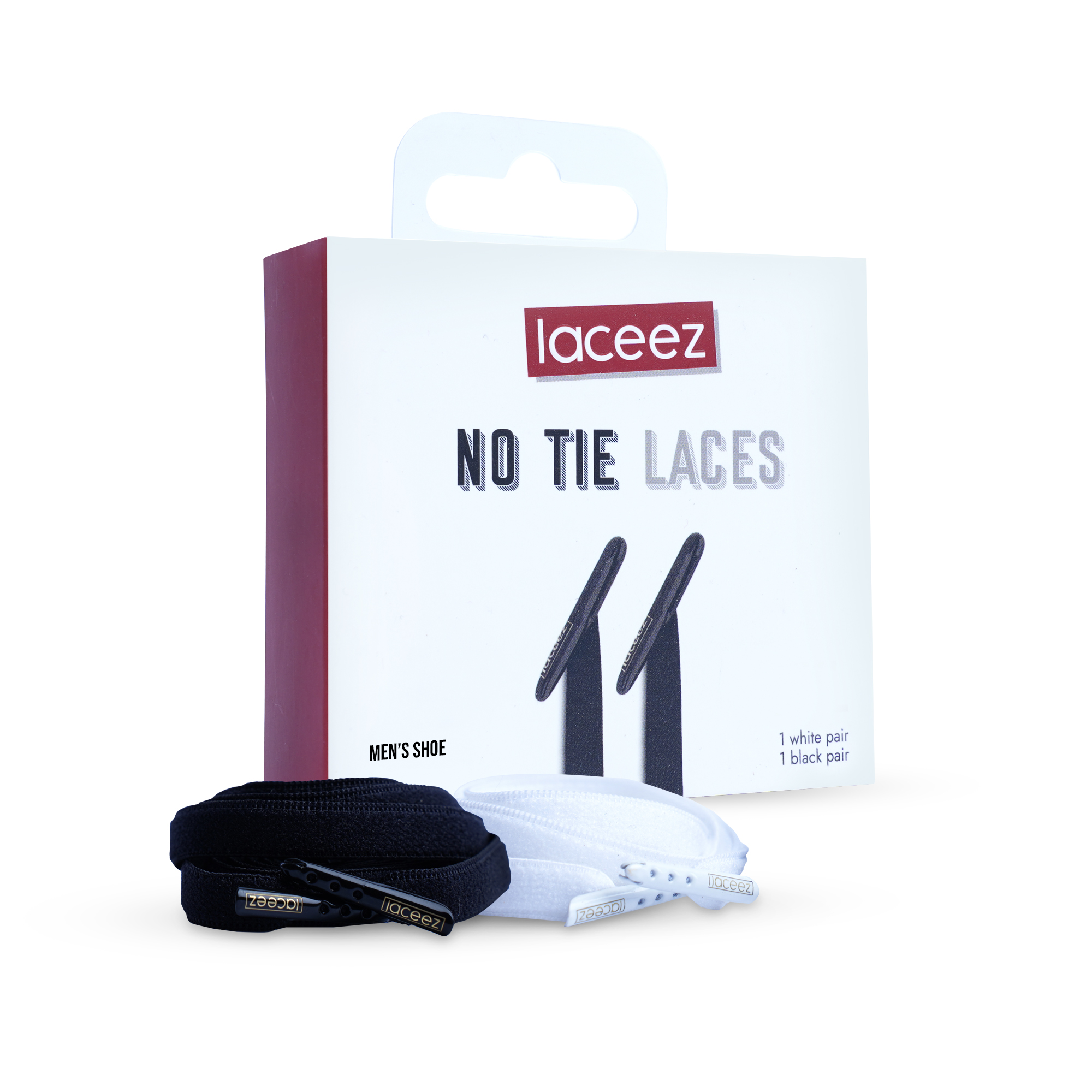 Laceez No Tie Elastic Shoe Laces for Men, Black & White, Comfort ...