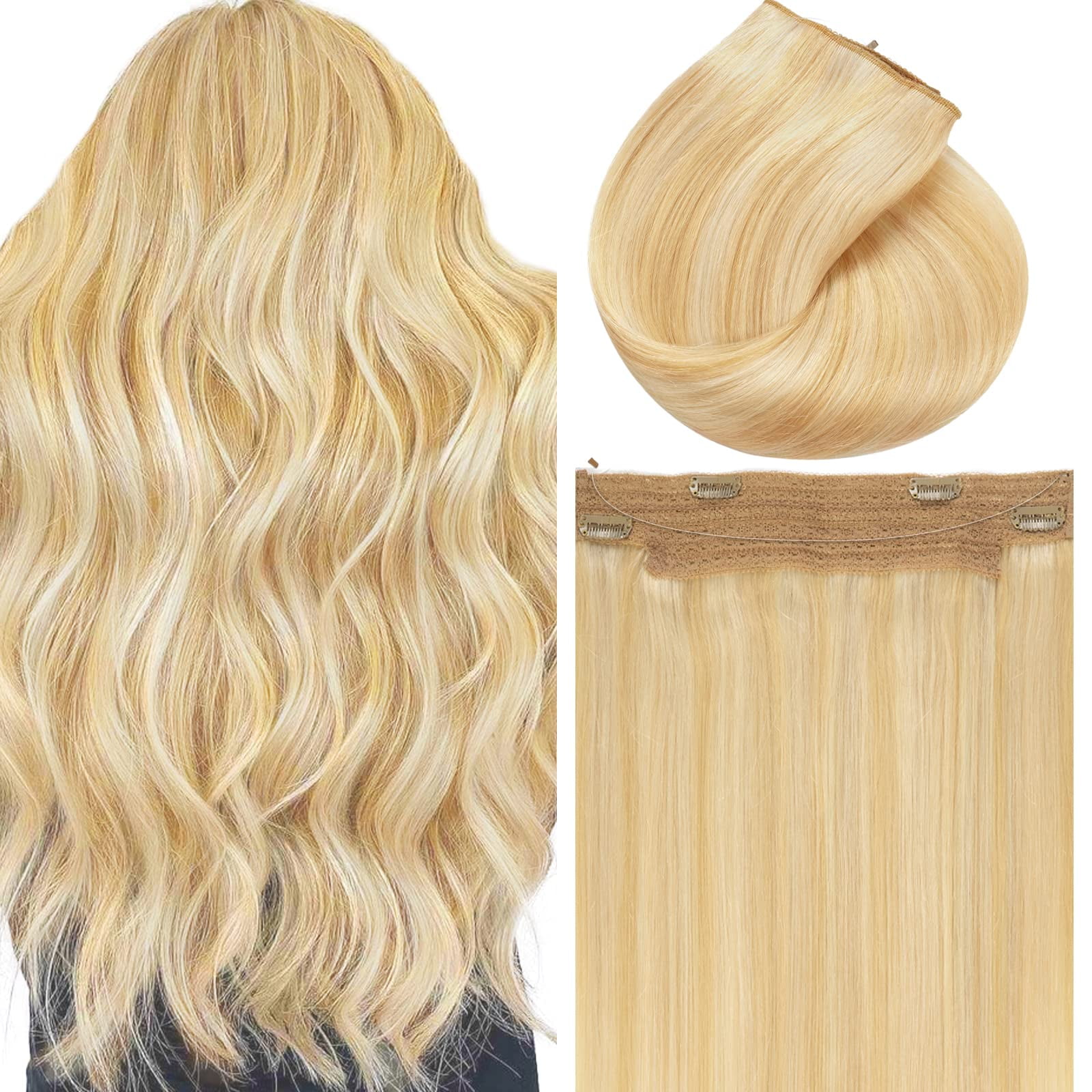 Lacer Hair Fish Line Extensions for Women - Real Hair Dark Ash Blonde ...