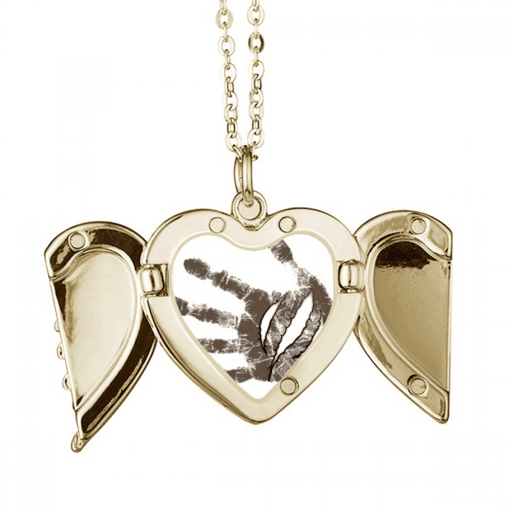 Laceration Marks Handprint Wound Folded Wings Peach Heart Pendant ...