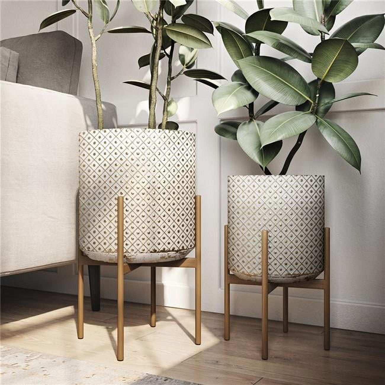 Lacey Golden Planters, Gray & Gold - Set of 2 - Walmart.com