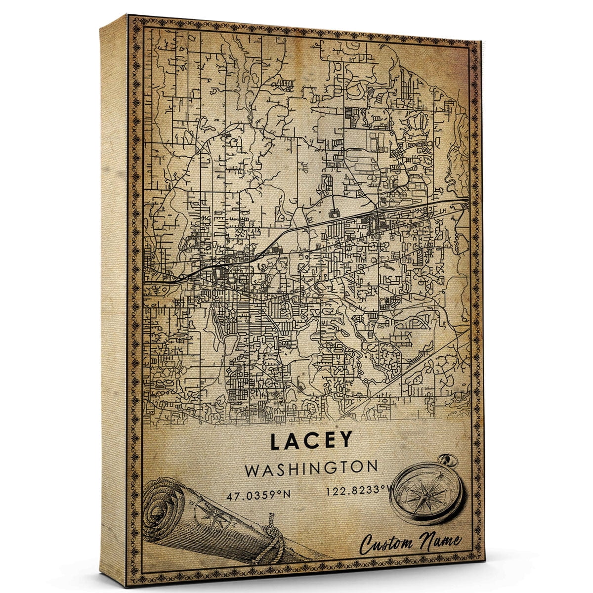 Lacey Map Poster, Washington Map Art Poster, Canvas, Lacey Map City ...