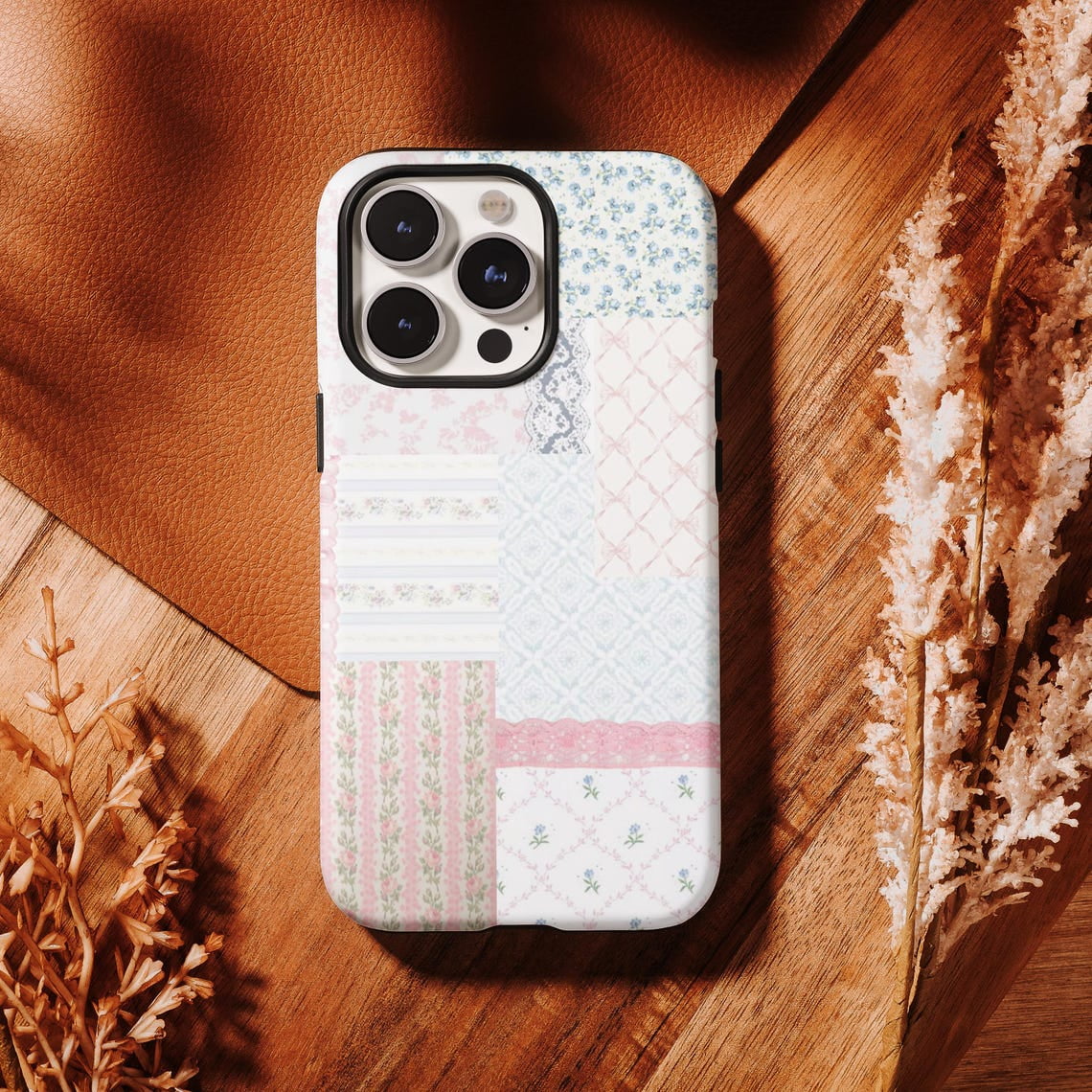 Lacey Quilt Floral Phone Case Retro Cottagecore Gift Art with iPhone 17 ...