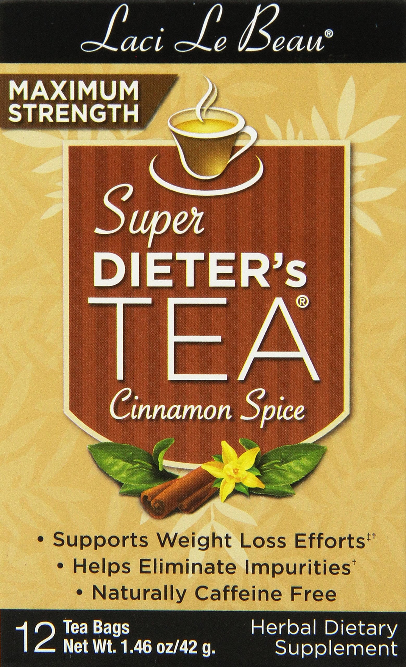 Laci Le Beau Super Dieter's Tea, Maximum Strength Cinnamon Spice, 12 ...