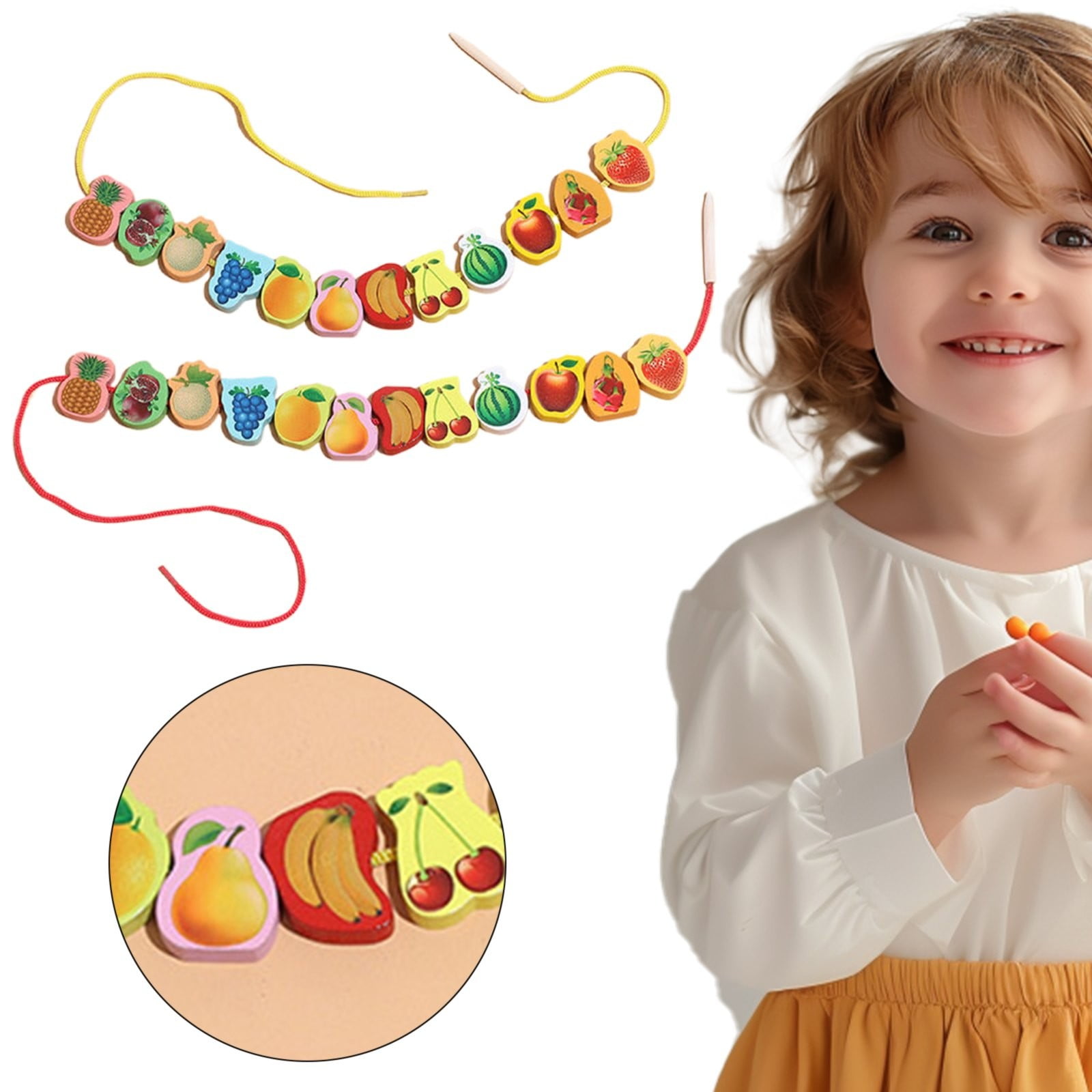 Lacing Toy Wooden Block Set Early Educational Toys String & Lacing ...