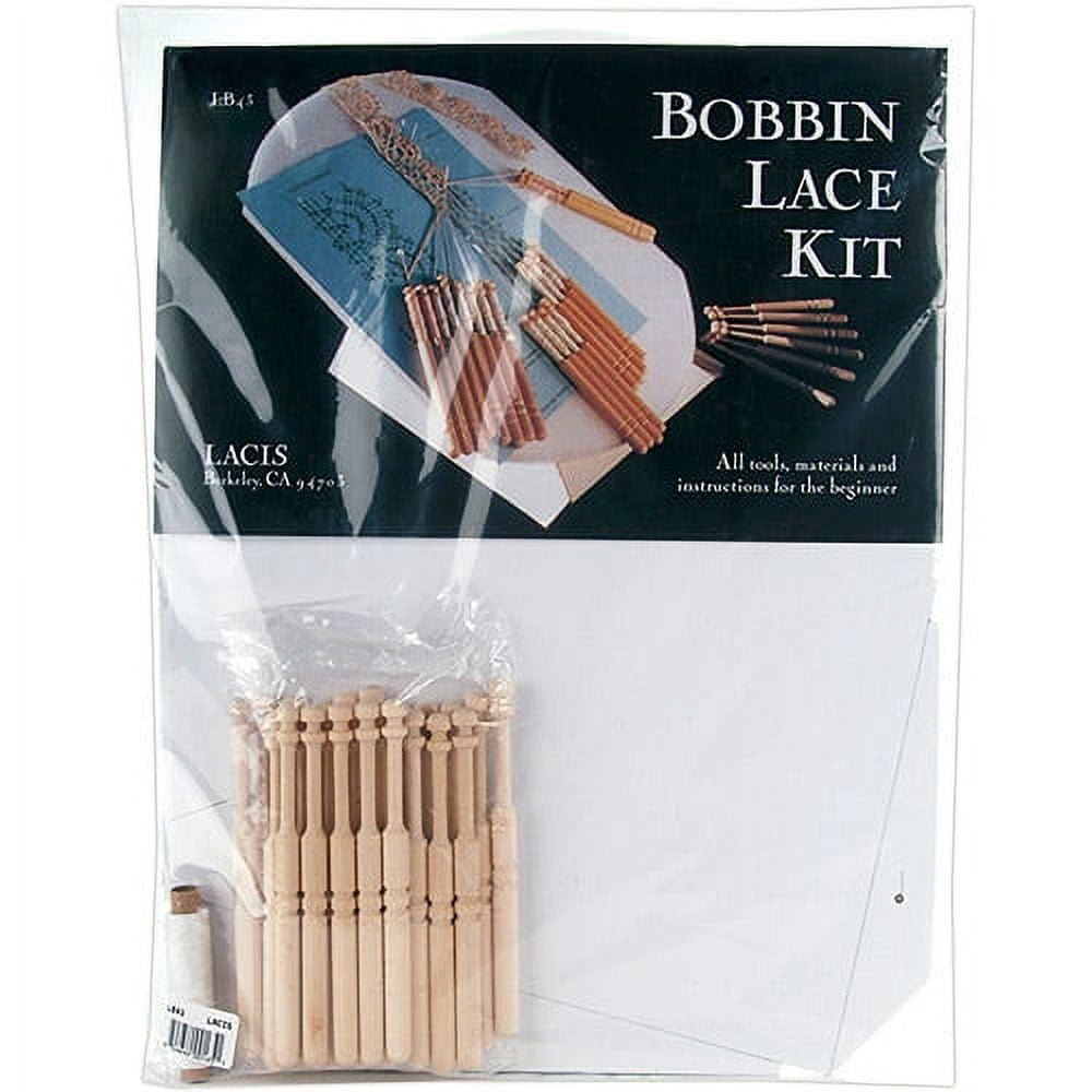 Lacis Beginner's Bobbin Lace Kit with Sewing Thread, Hardwood Bobbins ...