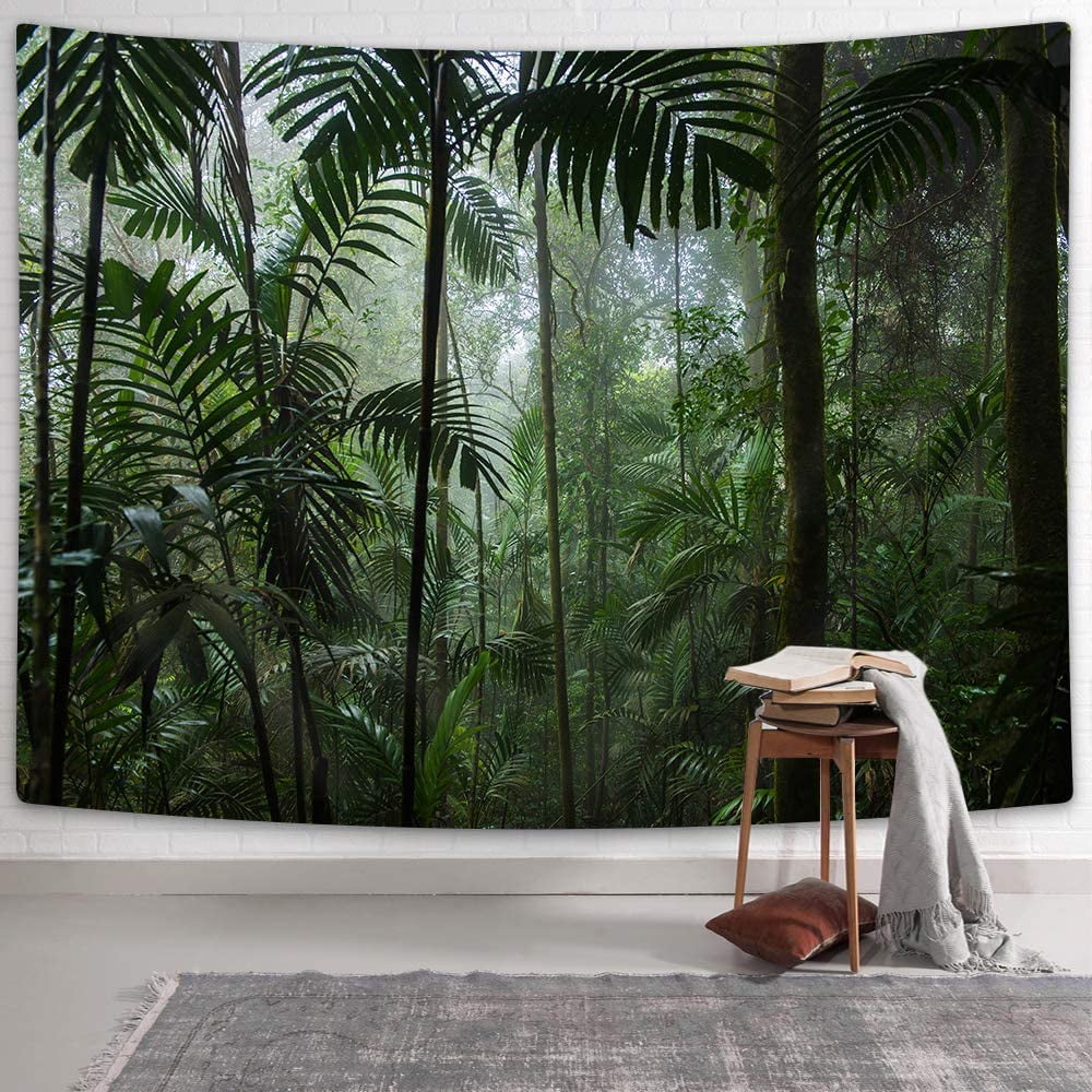 Lacoiime Jungle Tapestry Wall Hanging, Rainforest Landscape Tapestry ...