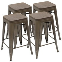 Alden Design Metal 24" Stackable Backless Counter Height Stools, Set of ...