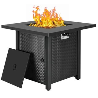 Hanover Naples 40,000 BTU Column Fire Pit with Glass Burner Enclosure ...