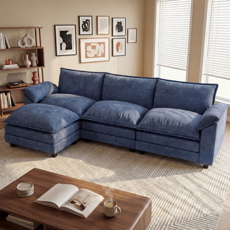 Lacoo 3-Seat Cloud Couch L-Shaped Sectional with Reversible Chair ...
