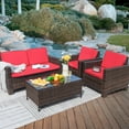 Lacoo 4-Piece Weather Rattan Furniture, Outdoor Patio Indoor ...