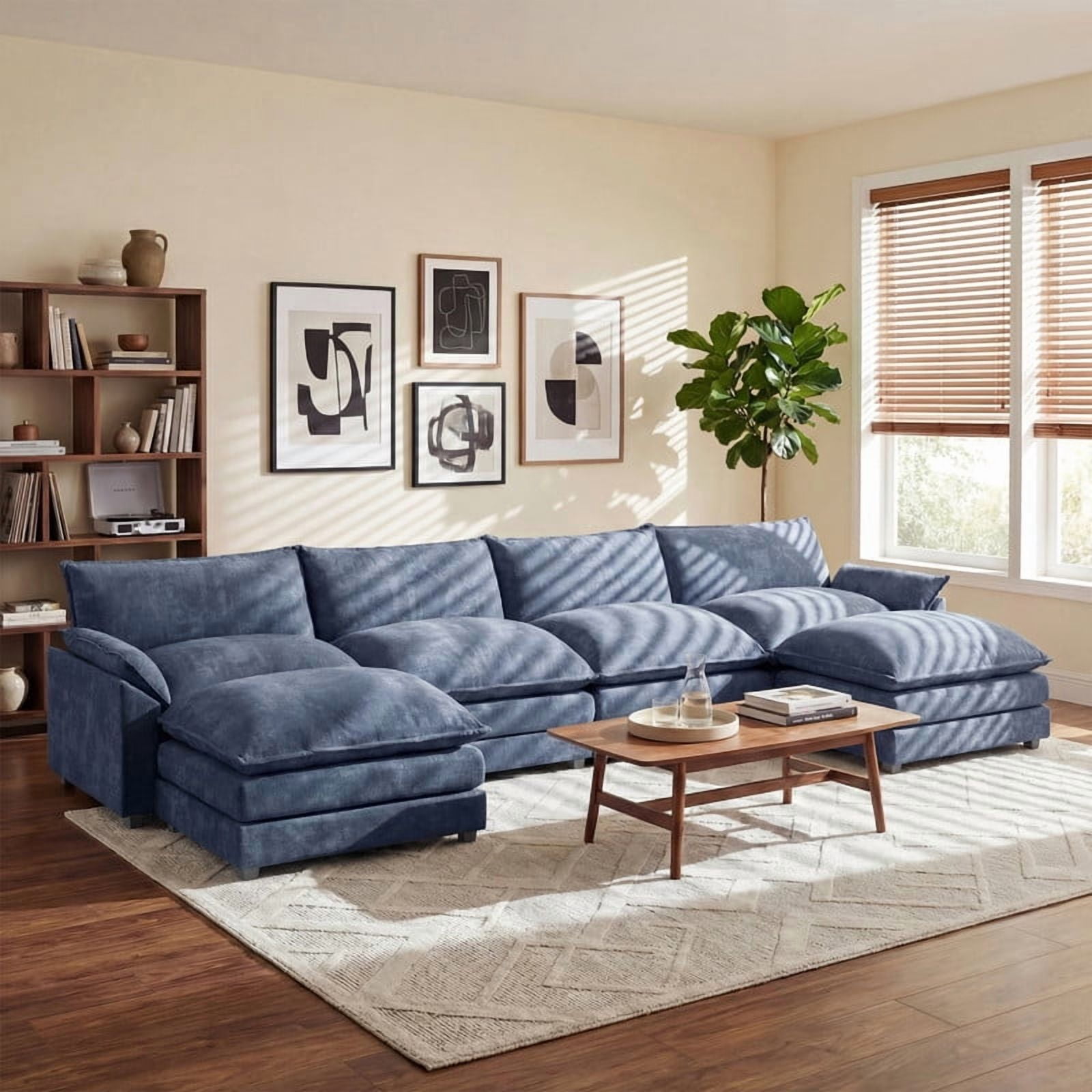 Lacoo 4-Seat Cloud Couch U-Shaped Sectional with Reversible Chair ...