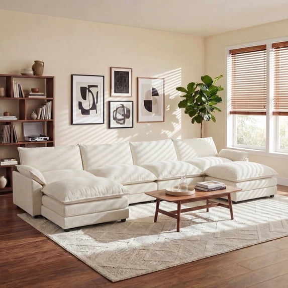 Lacoo 4-Seat Cloud Couch U-Shaped Sectional with Reversible Chair ...