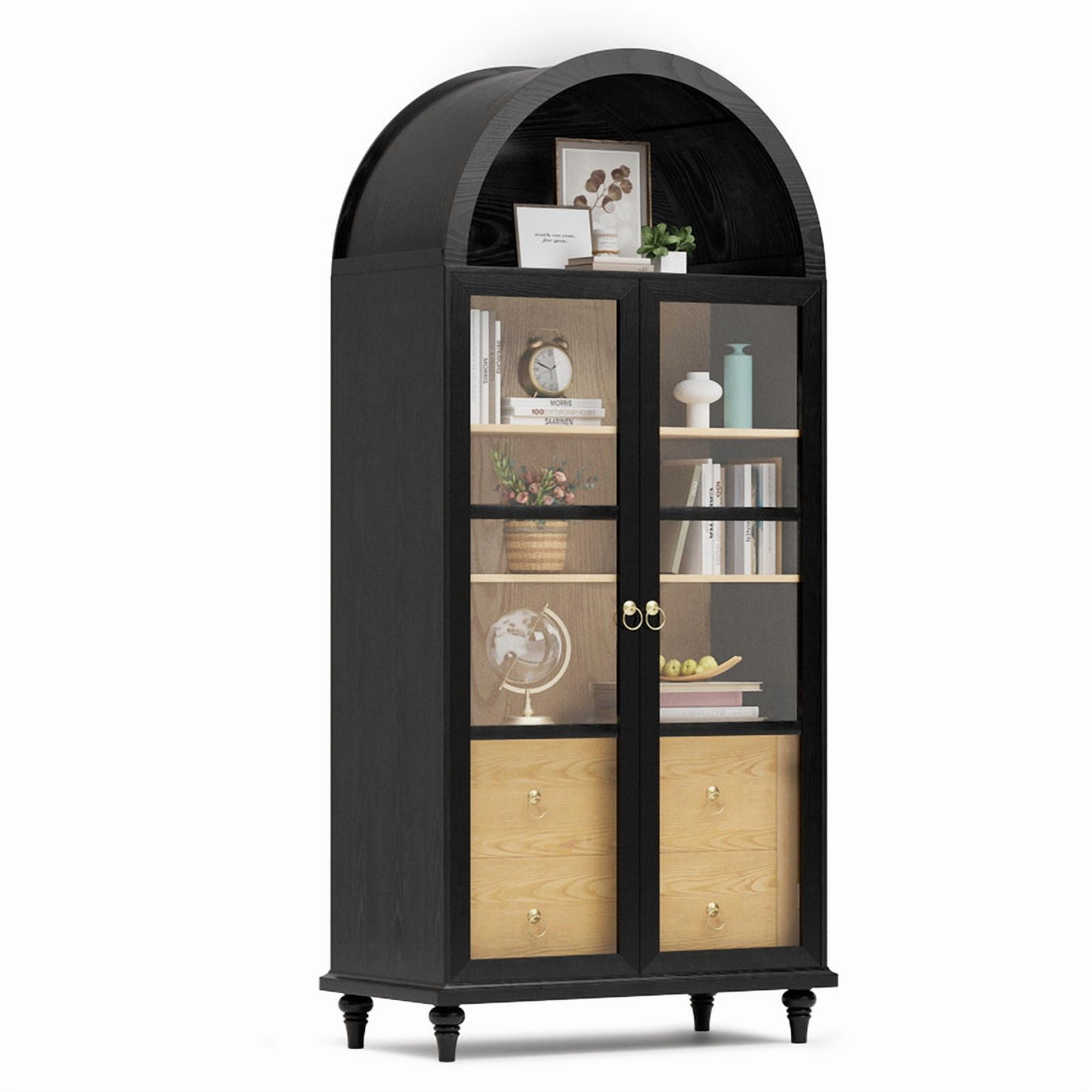 LACOO 71 Inch Tall Arched Pantry Cabinet with 2 Large Drawers, 3 ...
