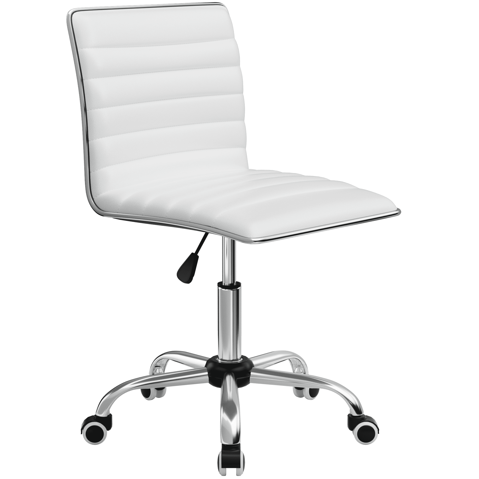 LACOO, Task Chair, Mid Back, White, Armless, Swivel Leather Office Desk ...