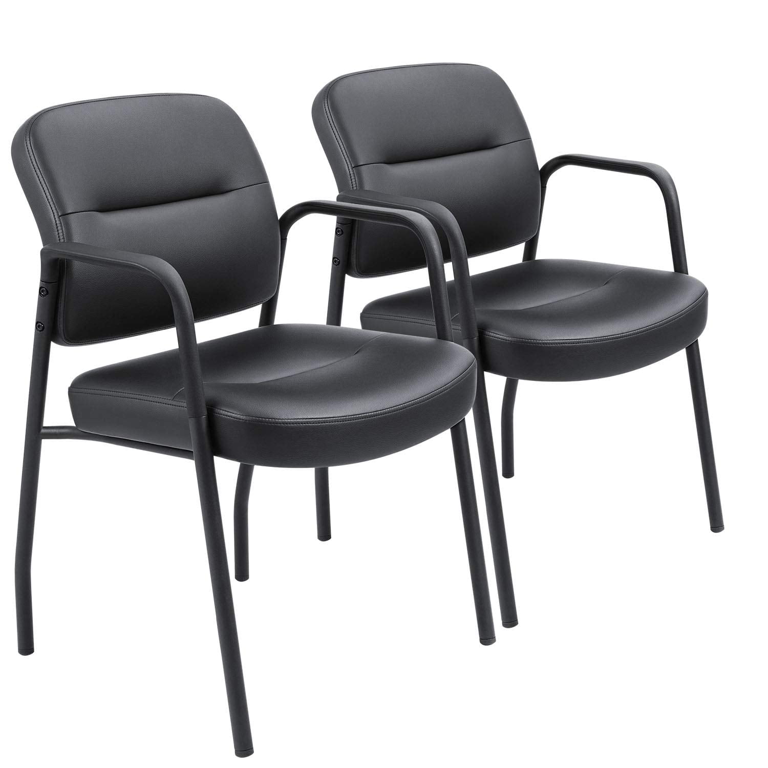 Lacoo Upholstered Faux Leather Office Guest Chairs for Waiting Room ...