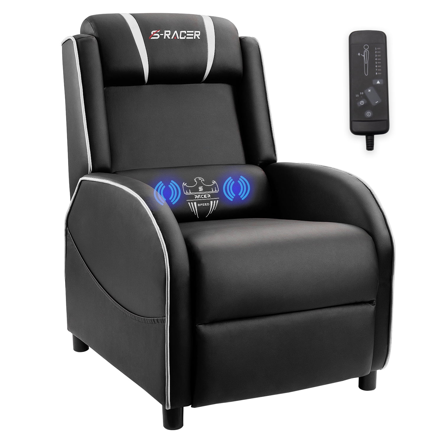 Lacoo PU Leather Gaming Recliner Chair with Footrest, Modern White ...
